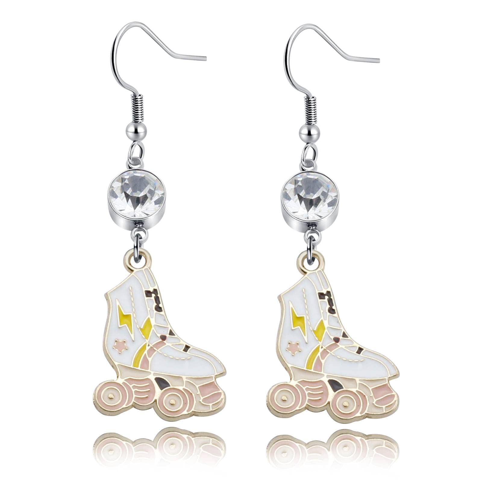 NC Roller Skate with Birthstone Earrings Athletic Earrings Roller Skate Charm Jewelry Roller Derby Team Gifts Roller Lovers Gifts (Roller Ear)