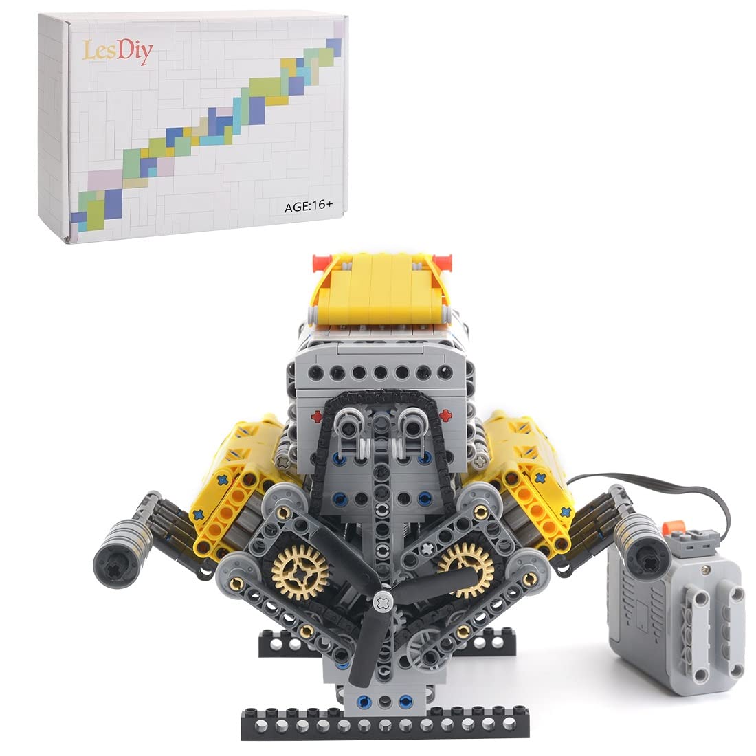 PHYNEDI 945Pcs Dynamic Version Simulation V8 Engine Bricks Model Compatible with Lego, MOC DIY Block Stem Display Decoration Collection Building Toy (Authorized and Designed by Bricktec Designs)