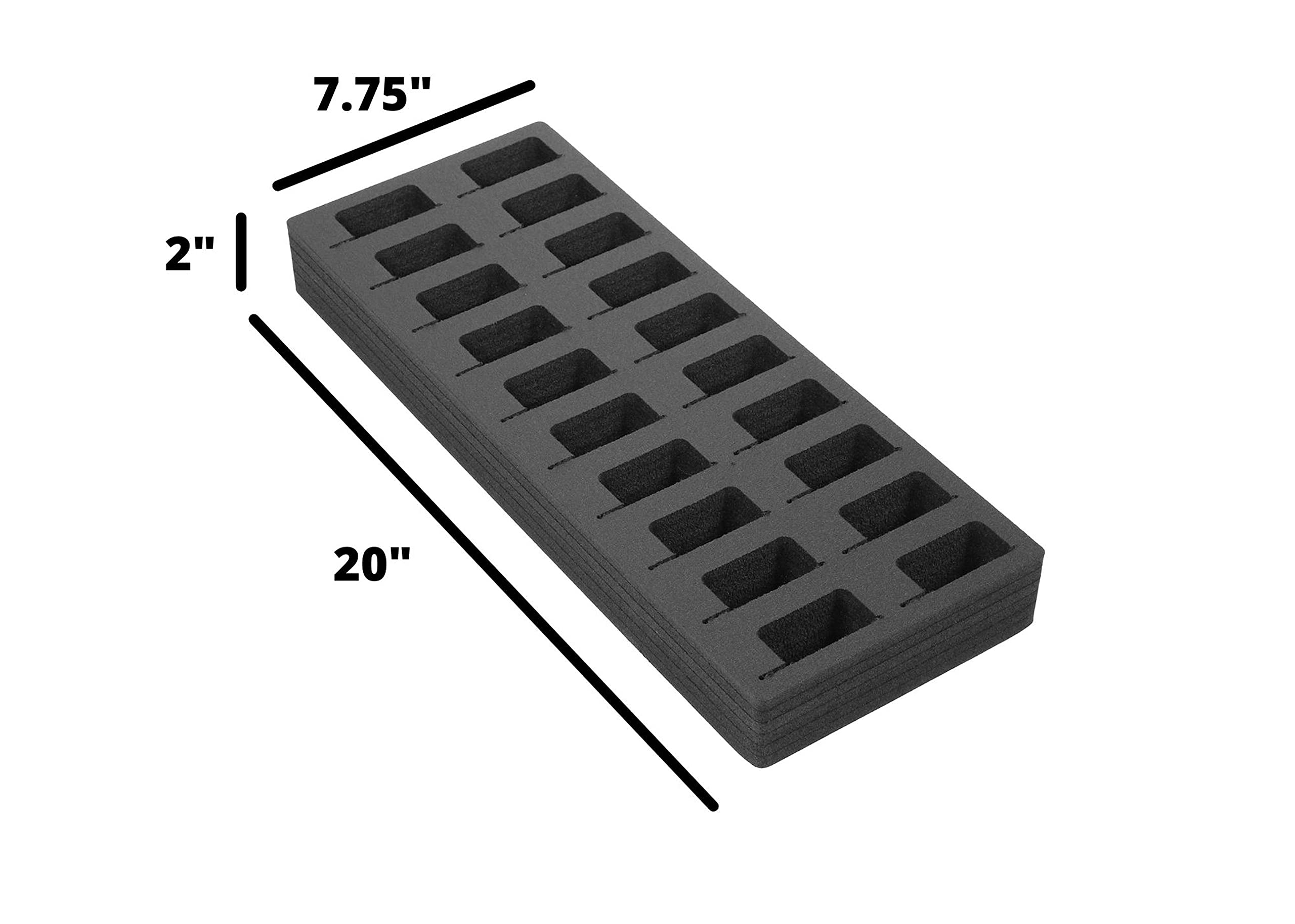 Polar Whale 2 Cocktail Capsule Drawer Organizers Tray Insert Compatible with Bartesian for Kitchen Home Bar Party Waterproof Washable Black Foam 20 Compartment 7.75 x 20 Inches