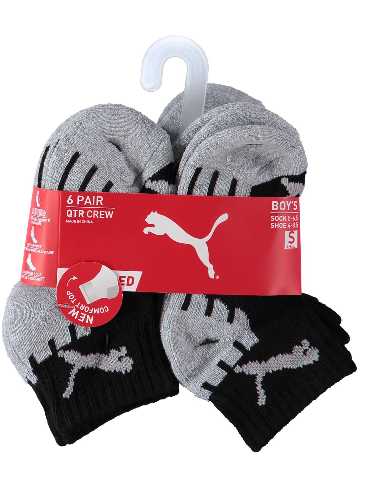 PUMA (5-6.5, Black Grey 6 Pack