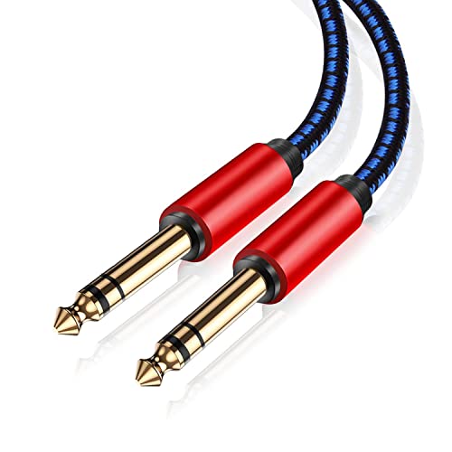 NC XQIN TRS Cable 1/4 to 1/4 Audio Cable,Quarter Inch Cable 1/4 inch Cable Balanced Stereo Audio Cable Nylon Braid - 15FT