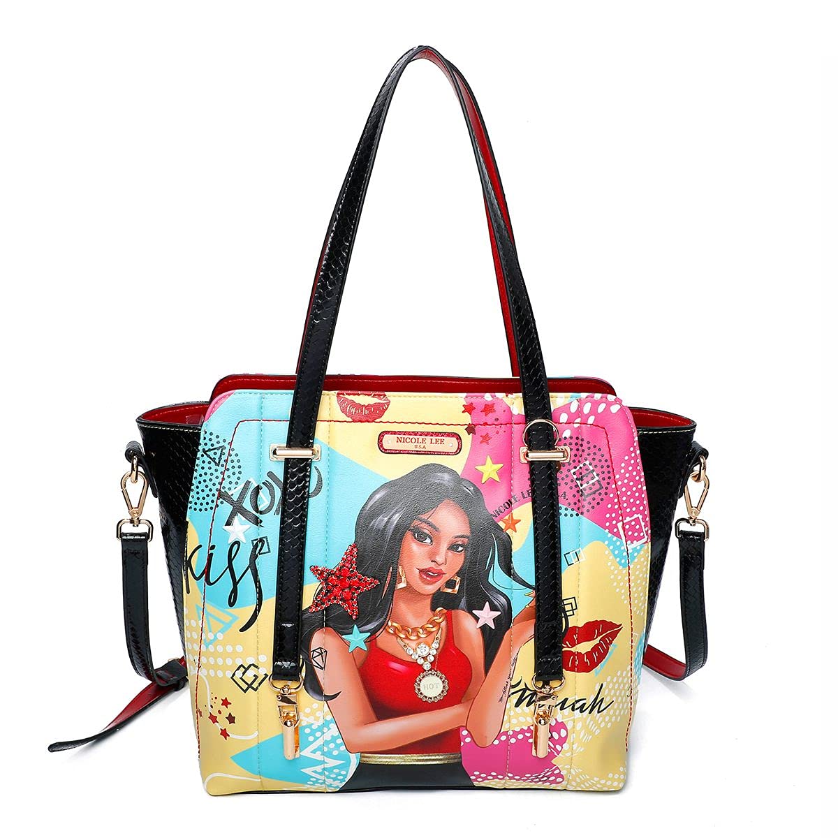 Nicole Lee XOXO KISSES FASHION SHOPPER BAG