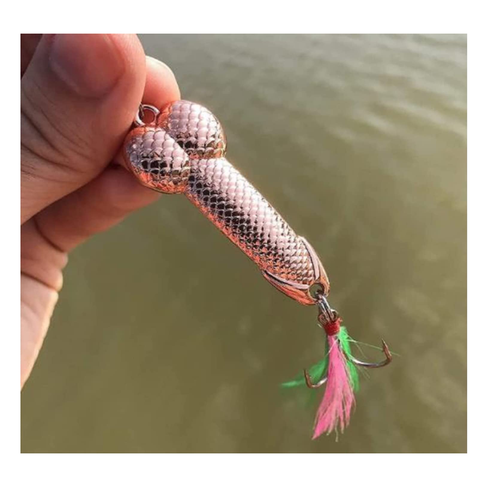 ULemeili Hard Metal Wobble Fish Lures Spoon Lure Feather Bait Hook 1 Pcs Prank Fun Item Novelty Fishing Tackle for