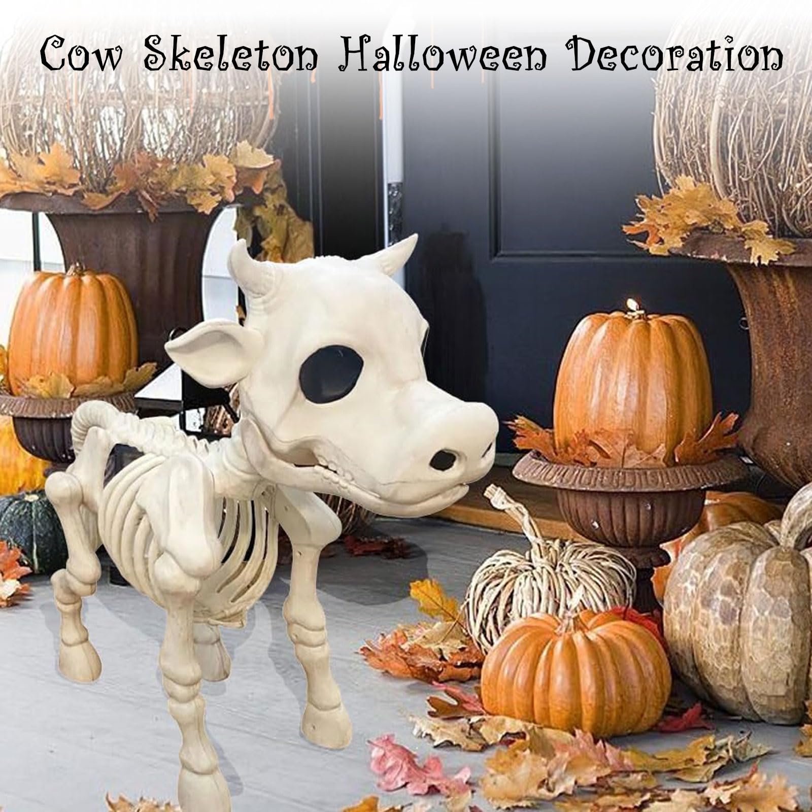 POUMANNI Cow Skeleton Halloween Decoration, Skeleton Cow Statue, Halloween Cow Skeleton, Cow Skeleton Halloween Decorative Prop, Skeleton Cow Halloween, 1PC