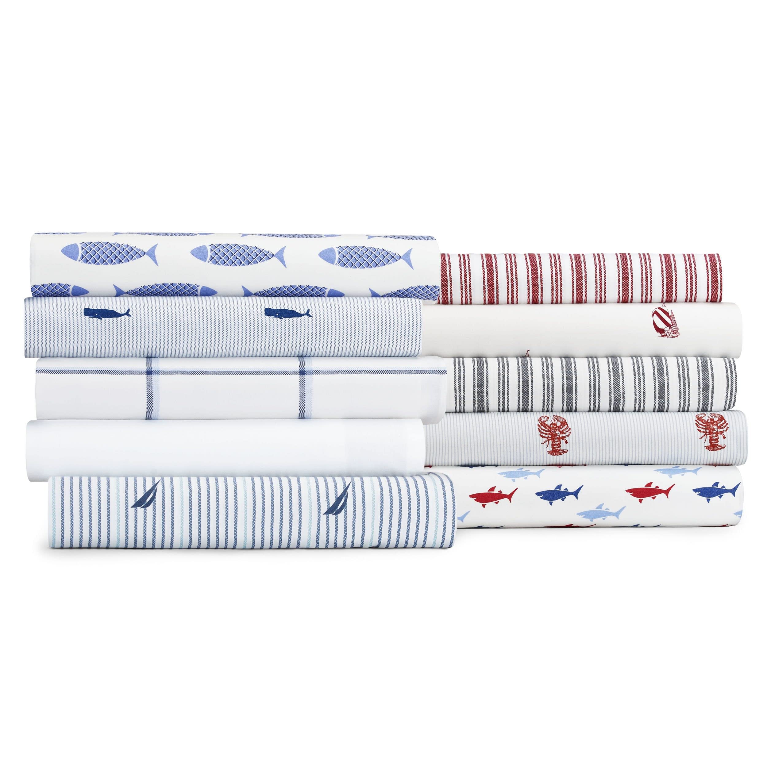 Nautica - Twin Sheets, Cotton Percale Bedding Set, Coastal Home Decor, Dorm Room Essentials (Beaux Stripe Navy, Twin)