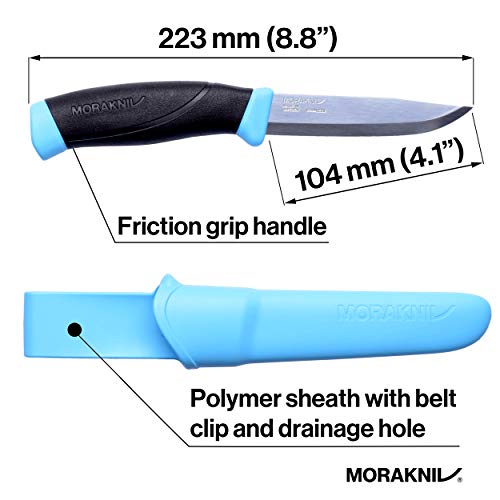 Morakniv Companion Sandvik Stainless Steel Fixed-Blade Knife with Sheath, 4.1 Inch