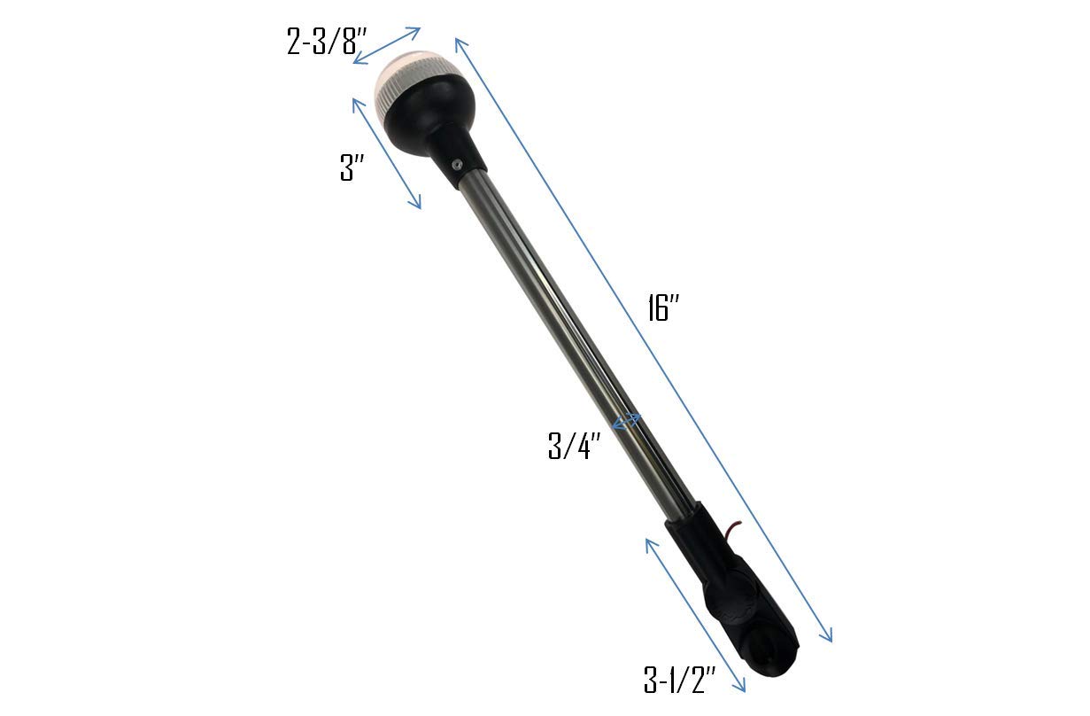 Pactrade Marine Fold Down Pontoon Boat LED 16" H All-Round Anchor Light White