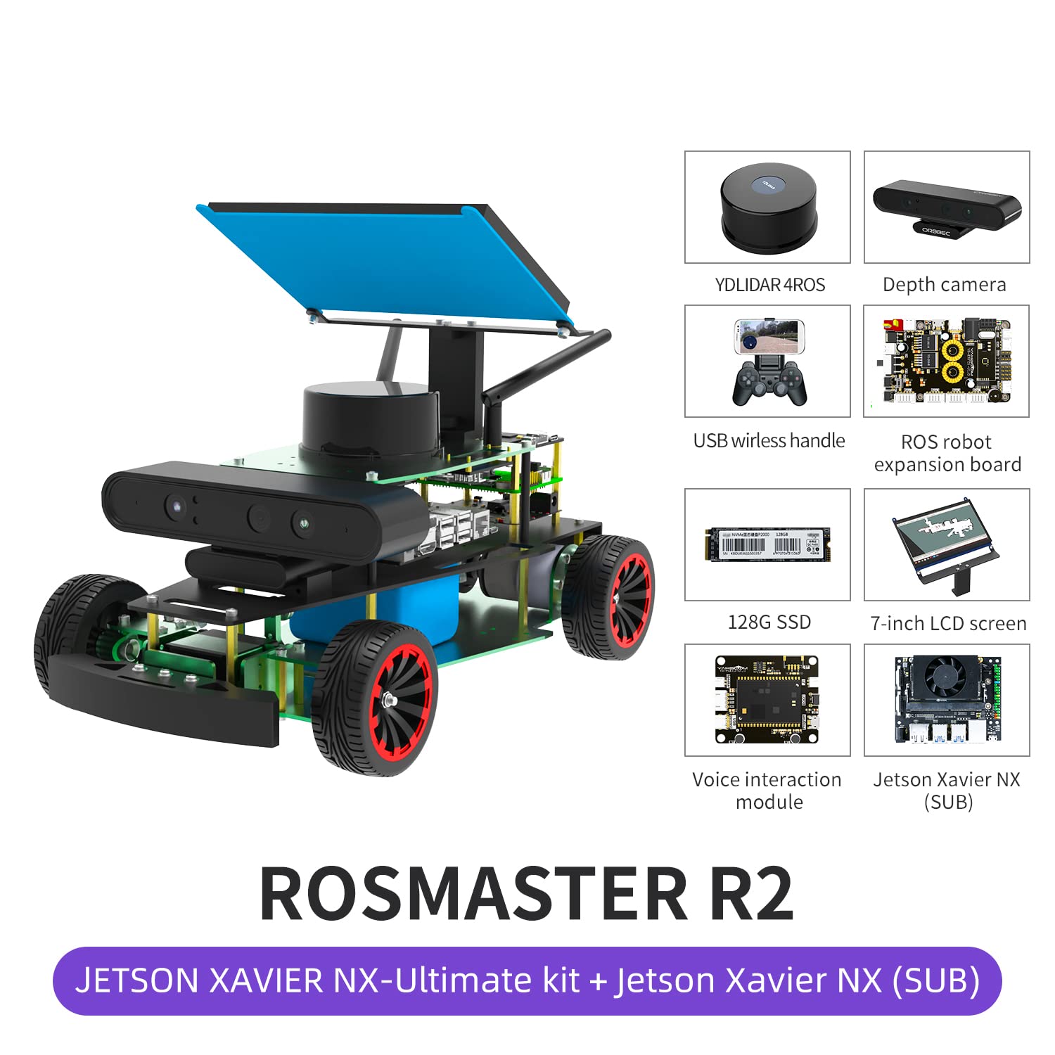Yahboom ROS2 Jetson Xaver NX AI Smart Robotic Car Kit for Teens Adults Voice Recognition Conversation, Autopilot, Lidar Mapping Navigation Project Design(R2 Ultimate Ver with Xavier NX(8G))
