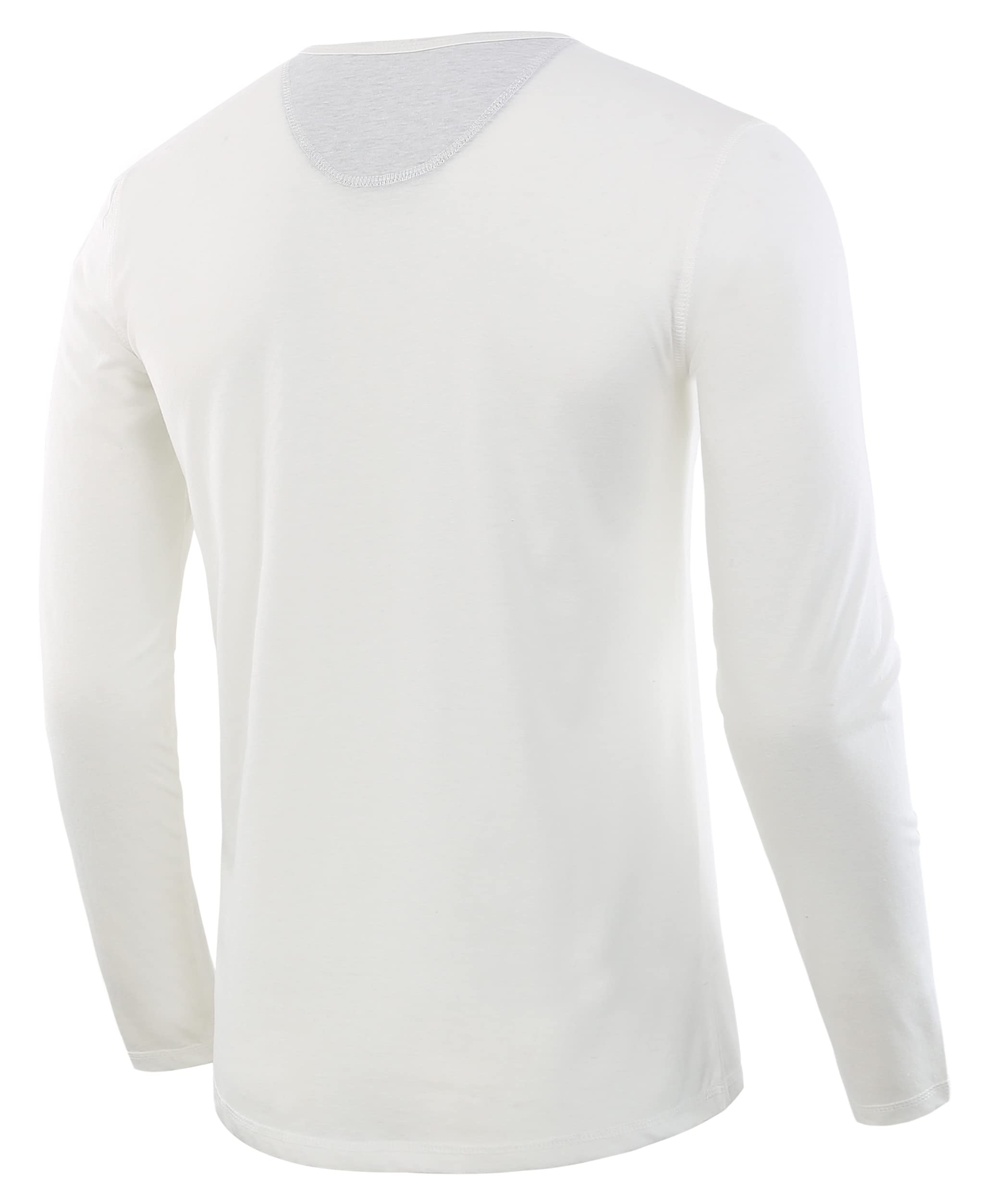 Vetemin Mens Casual Lightweight Long Sleeve Slim Fit Activewear Workout Running Henley T-Shirt White/Navy XL