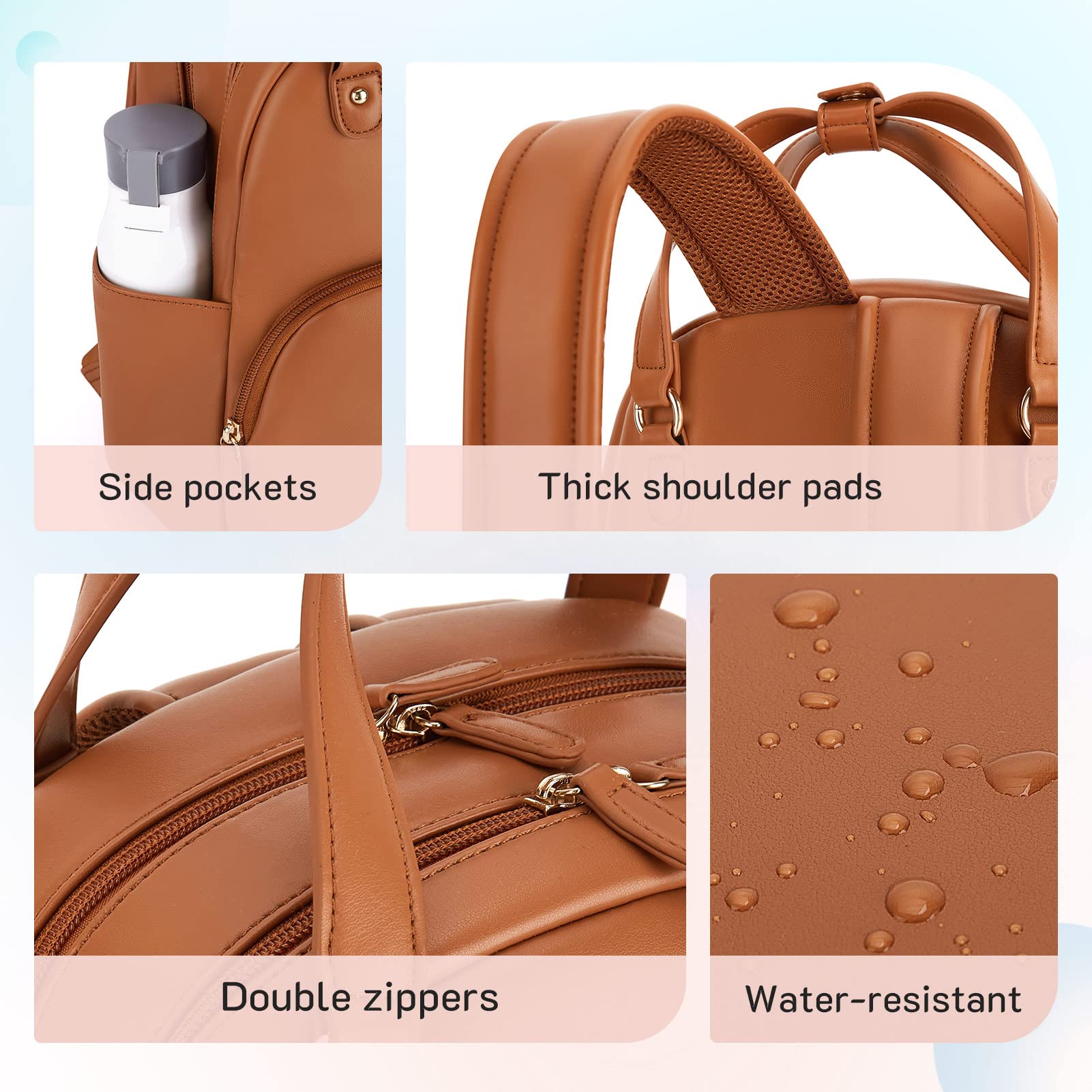 Missnine Women Backpack Purse Double Compartments Leather Backpack Fashion Ladies Daypack Bag for Travel College Work with Tassel