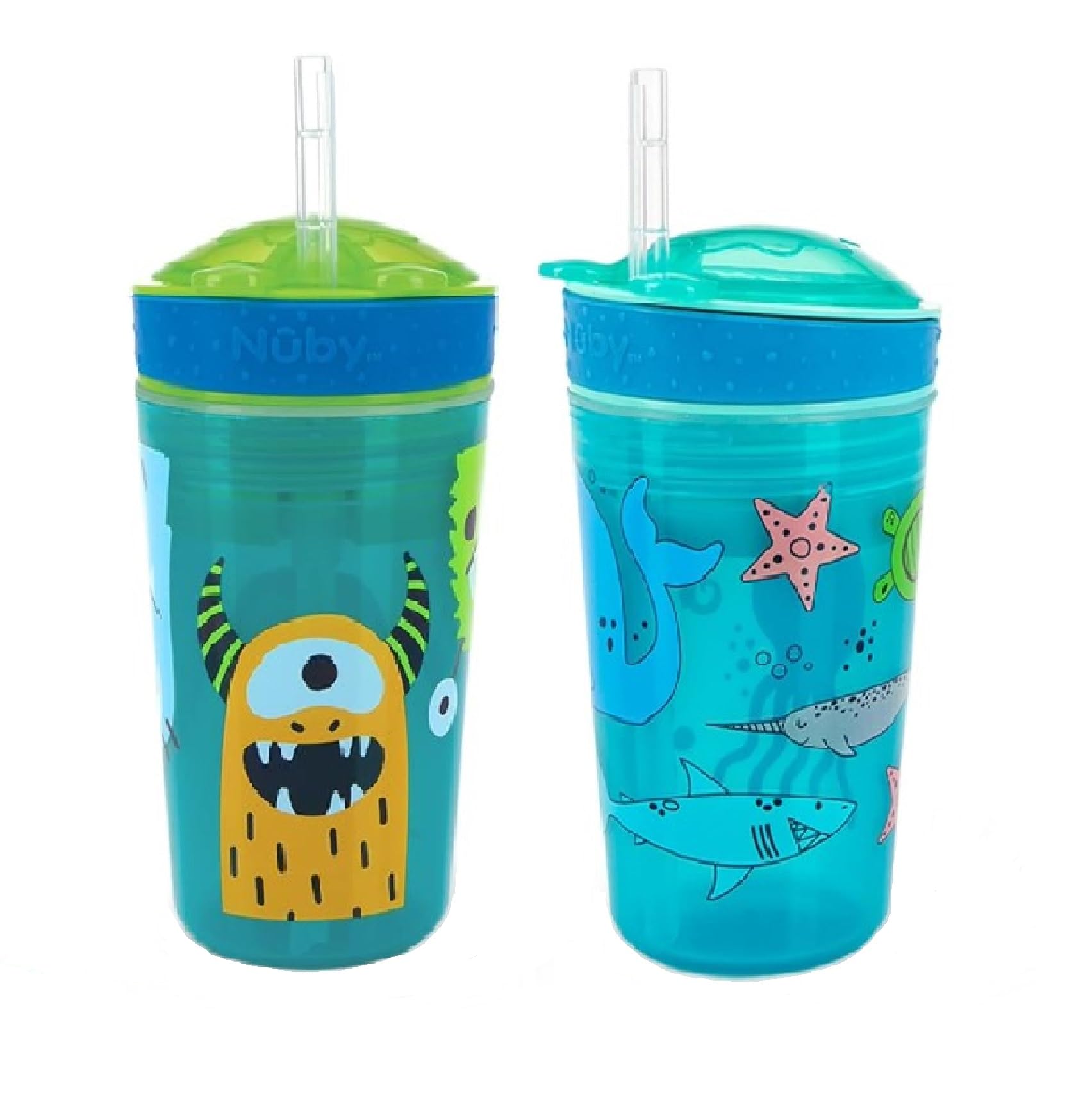 Nuby Snack N' Sip 2 in 1 Snack and Drink Cup (Aqua/Blue)