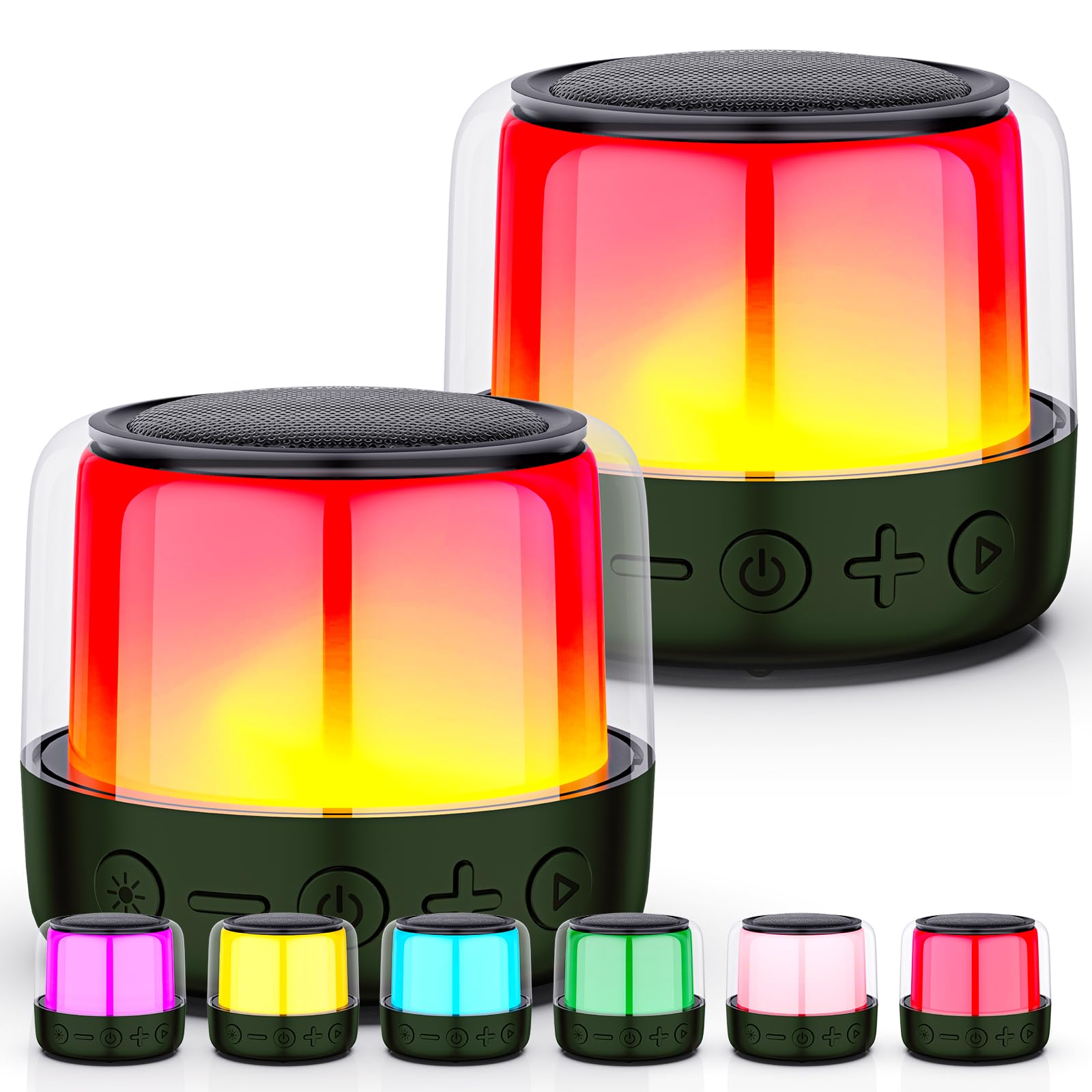 MIGUINOLA ~2PCS~ Bluetooth Speakers, Mini Portable Speakers with led Light, 11 Color Night Light LED Wireless Speaker, Dual Pairing, Perfect for Home, Outdoor (Green)