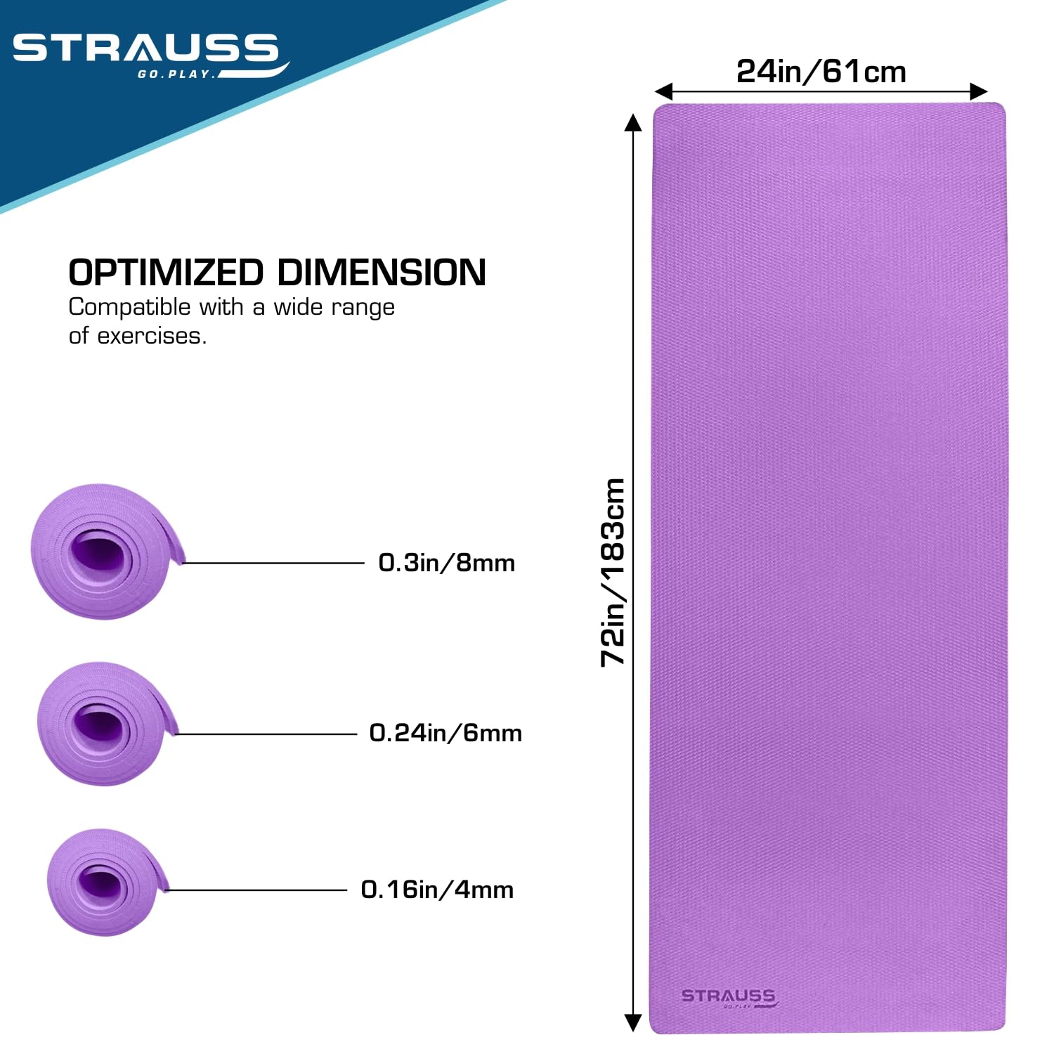 Strauss Anti Skid EVA Yoga Mat with Carry Bag, 6mm, (Grey)