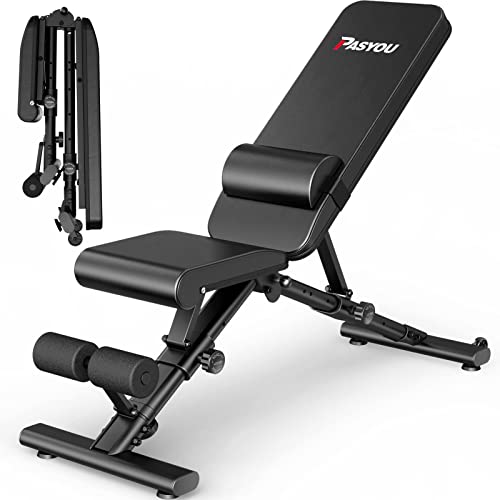 PASYOU Adjustable Weight Bench,880LB Weight Capacity for Strength Training Bench Press Foldable Incline Decline Bench for Full Body Workout PA500