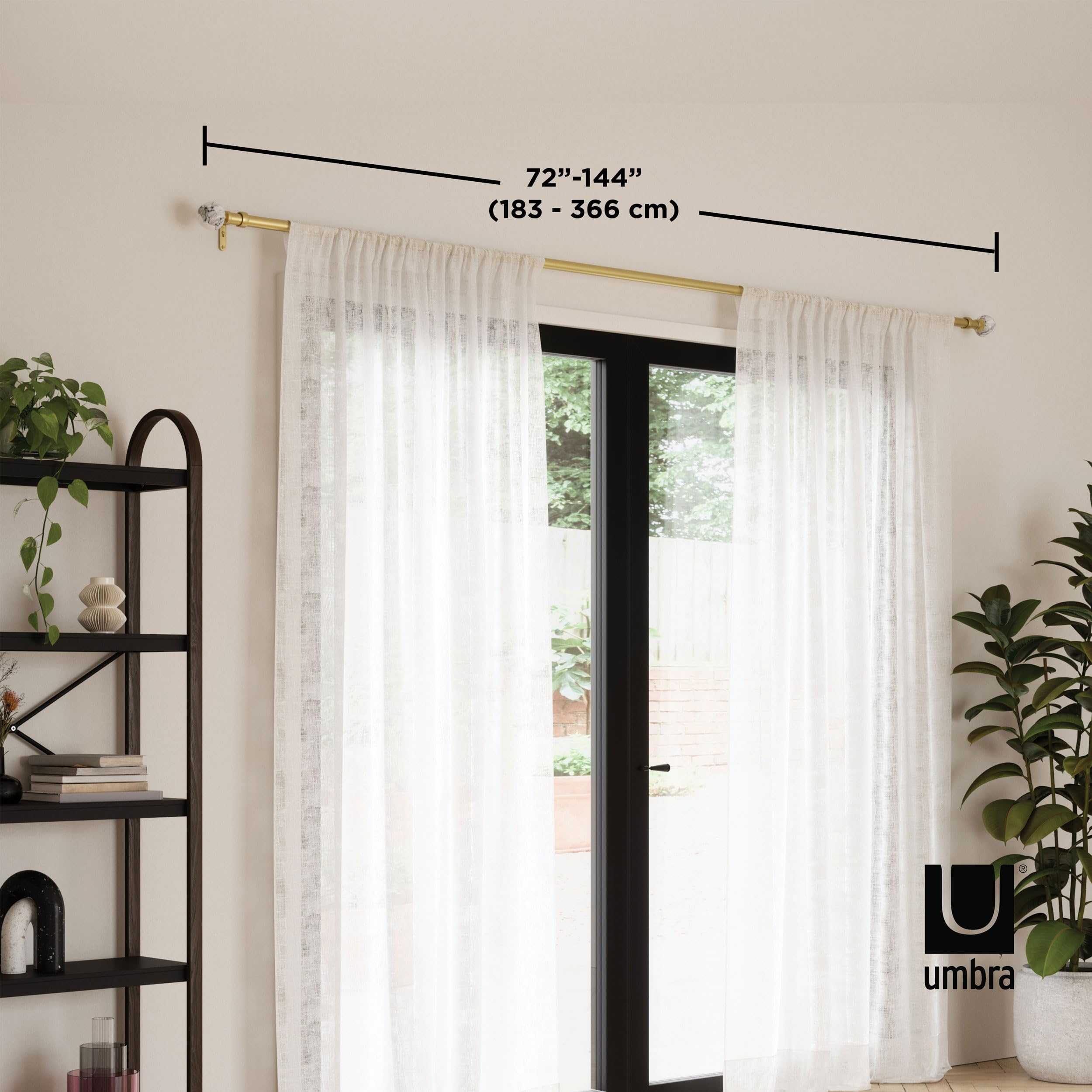 Umbra Venus 1" Adjustable Curtain Rod 72 to 144 Inches