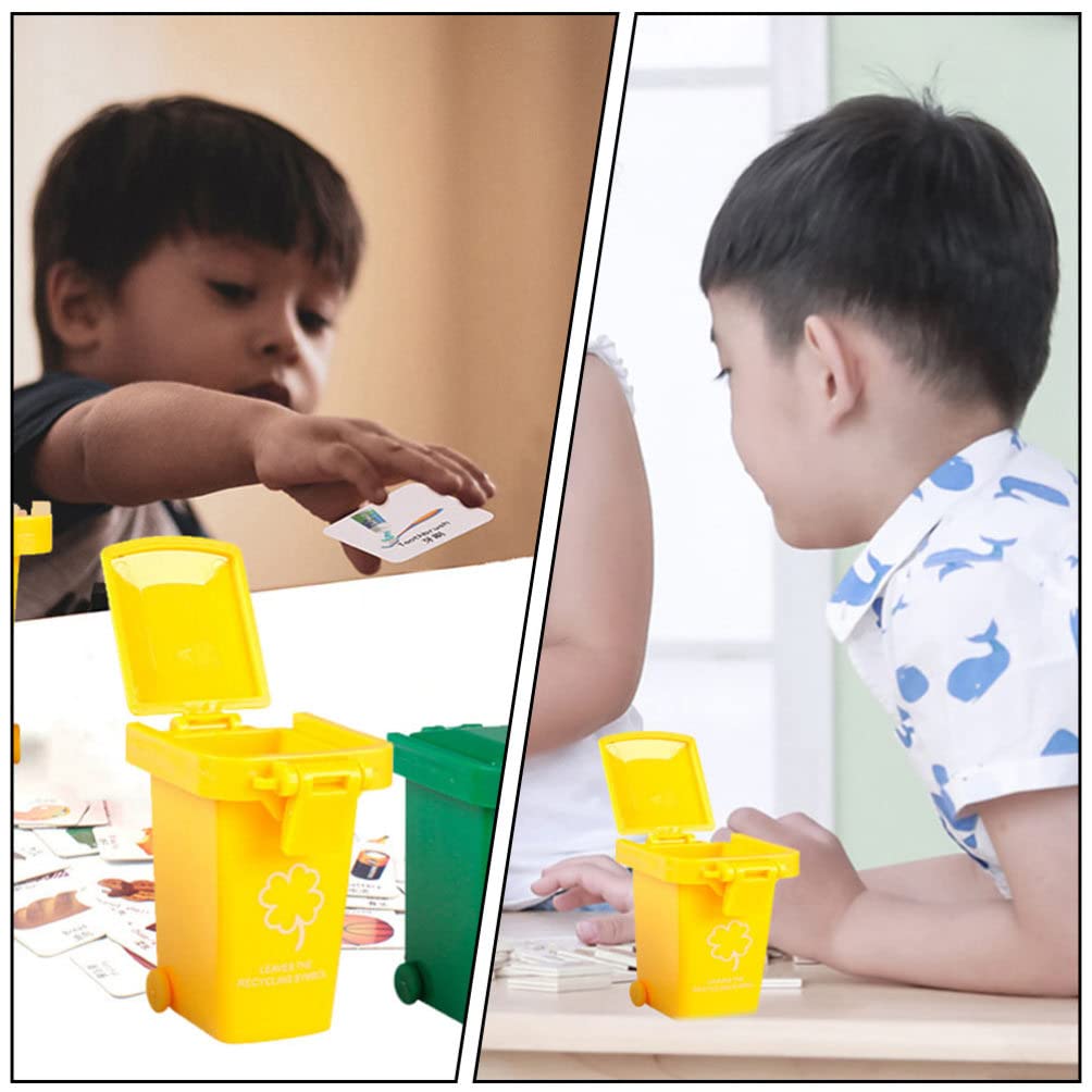 Yardwe Mini Trash Can Toy, 12PCS Plastic Push Vehicles Garbage Cans Curbside Vehicle Garbage Bin Kids Push Toy