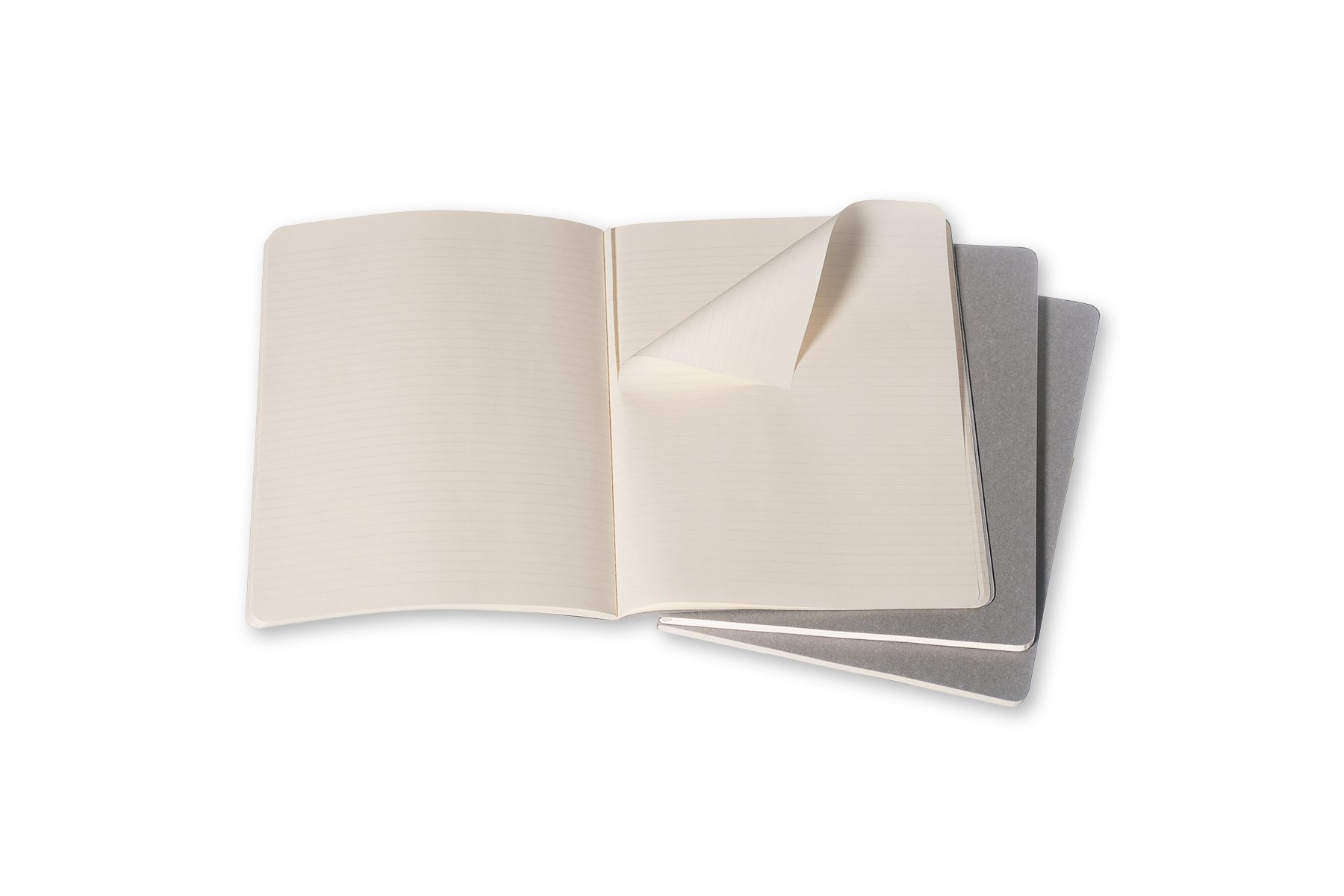 Moleskine Cahier Journal, Soft Cover, XL (7.5" x 9.5") Ruled/Lined, Pebble Grey, 120 Pages (Set of 3)