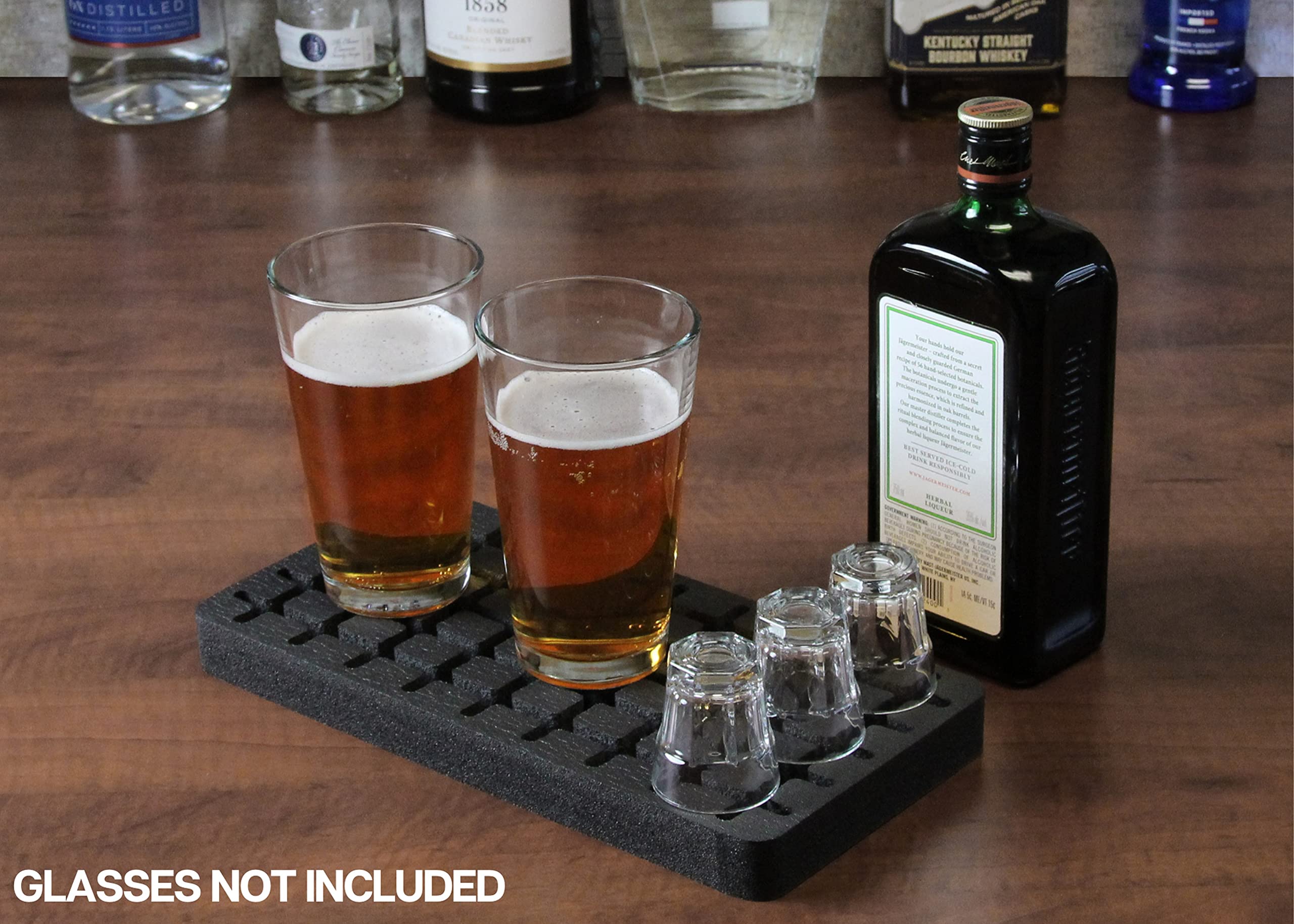 Polar Whale Bar Mat Durable Black Foam Modern Drip Spill Tray for Bar Home Kitchen Club Party Serving Rack Cocktail Professional Drink Mixing Bartender Service Non-Slip Non-Scratch 12 x 6 Inches