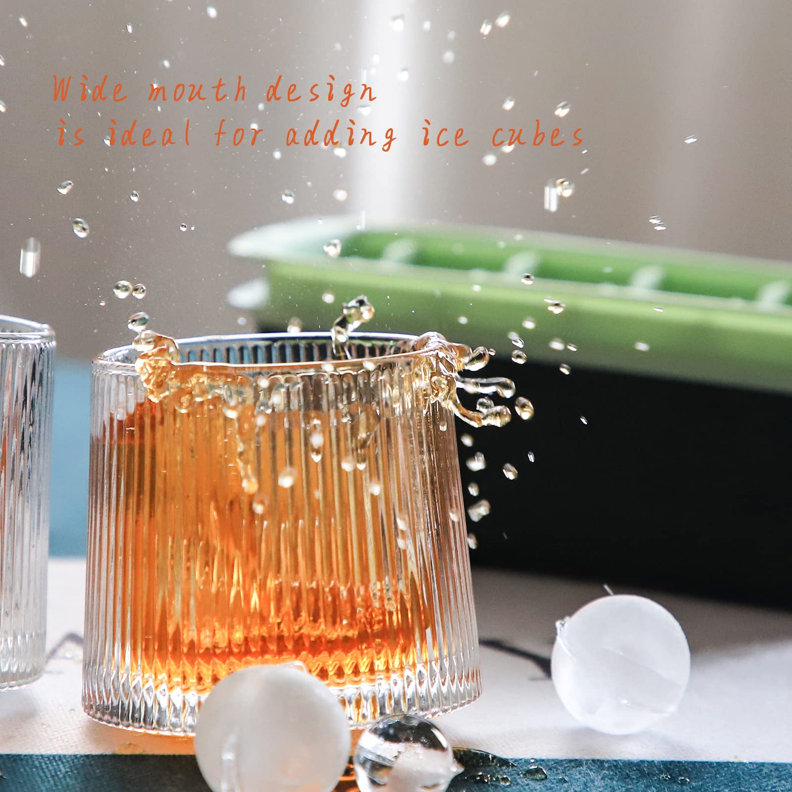 TOSSOW Spinning Whiskey Glasses Set of 2 Tumblers, Striped Old Fashioned Drinking Glass for Scotch, Irish, Bourbon and Cocktail Drinks, Barware Gift for Men and Women