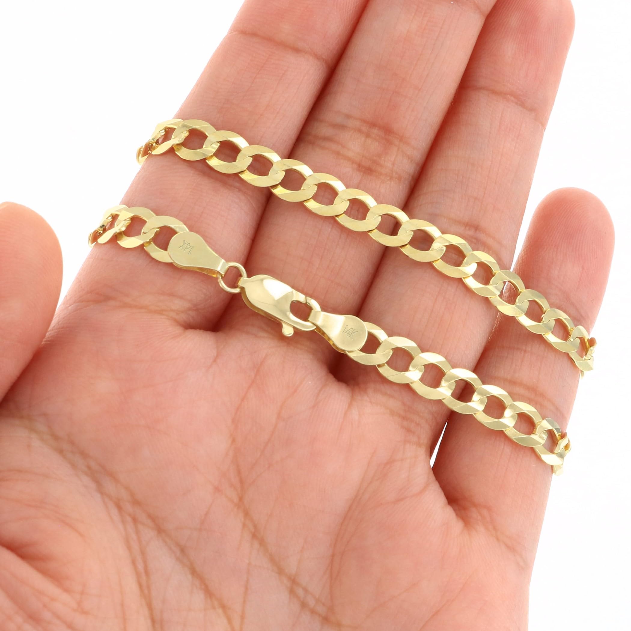Nuragold 14k Yellow Gold 6mm Solid Cuban Curb Link Chain Bracelet, Mens Womens Jewelry 7" 7.5" 8" 8.5" 9"