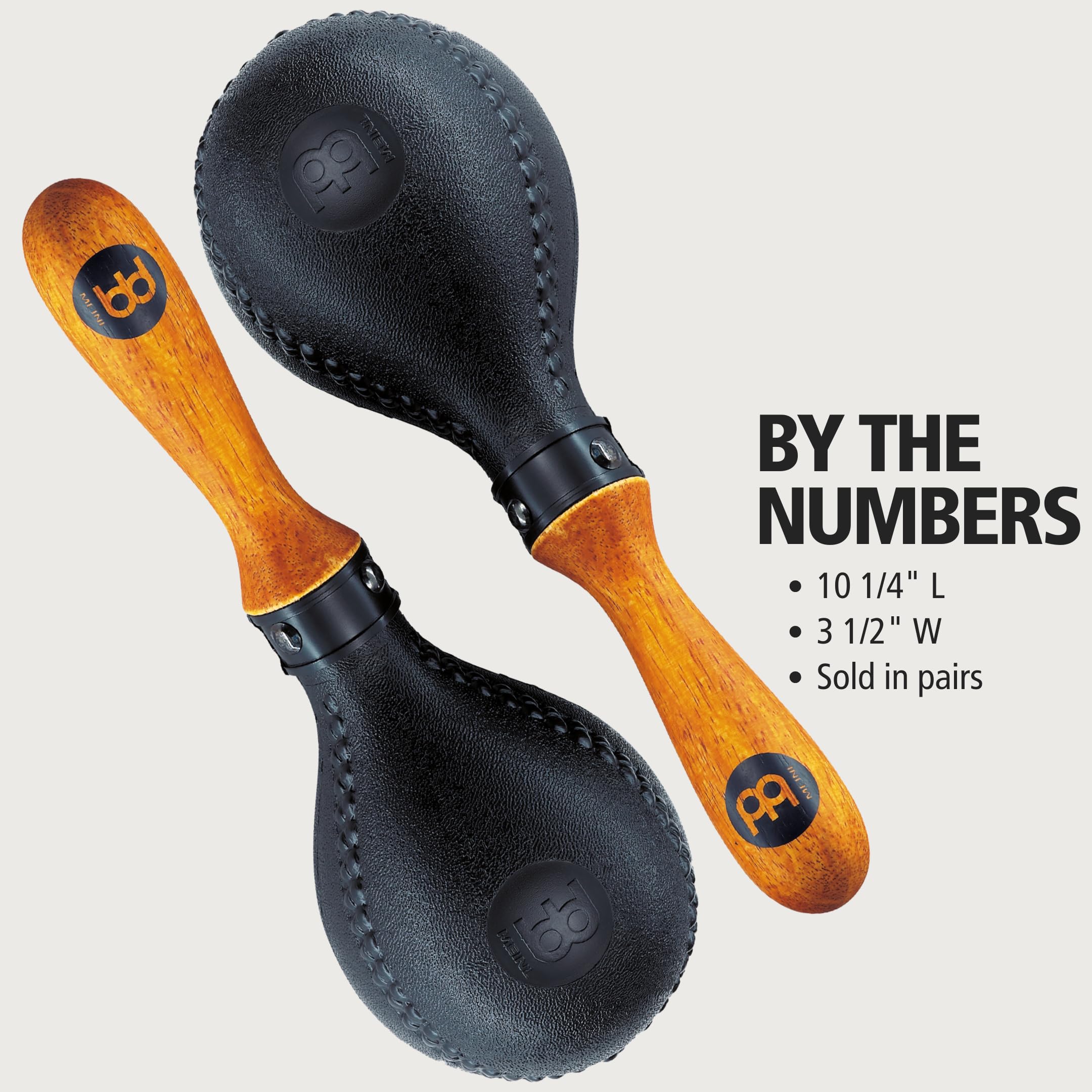 Meinl Percussion, Standard Size with ABS Plastic Wooden Concert Maracas Hand Shaker Rattles with All-weather Synthetic Shells β NOT MADE IN CHINA β Solid Wood Handles, 2-YEAR WARRANTY (PM2BK)