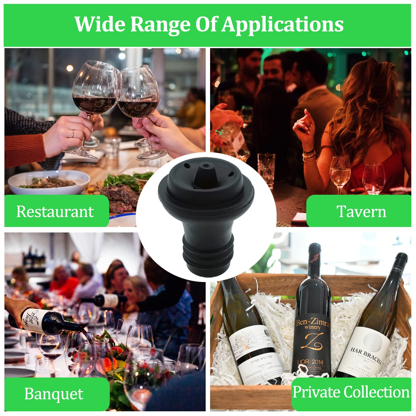 Wine Saver Vacuum Stoppers (15 Pieces), Improved type Resealable Wine Pump Vacuum Stoppers effectively, Maintain The Fresh Flavor of Wine, Suitable for Most Wine Pumps (Black)