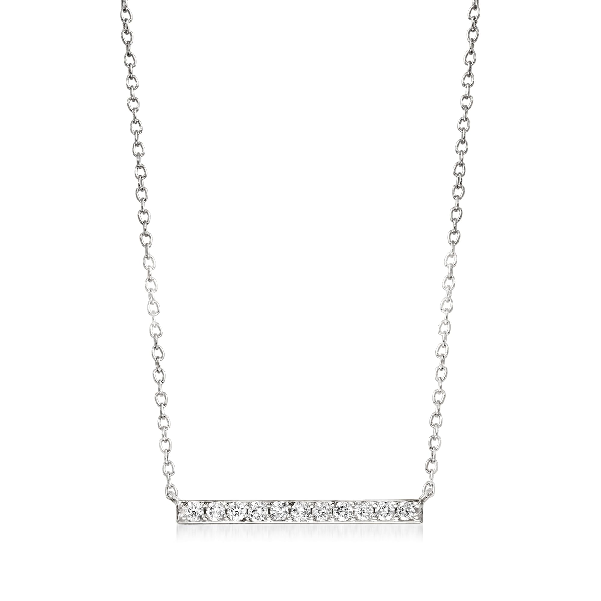 RS Pure by Ross-Simons 0.25 ct. t.w. Diamond Bar Necklace in Sterling Silver. 16 inches