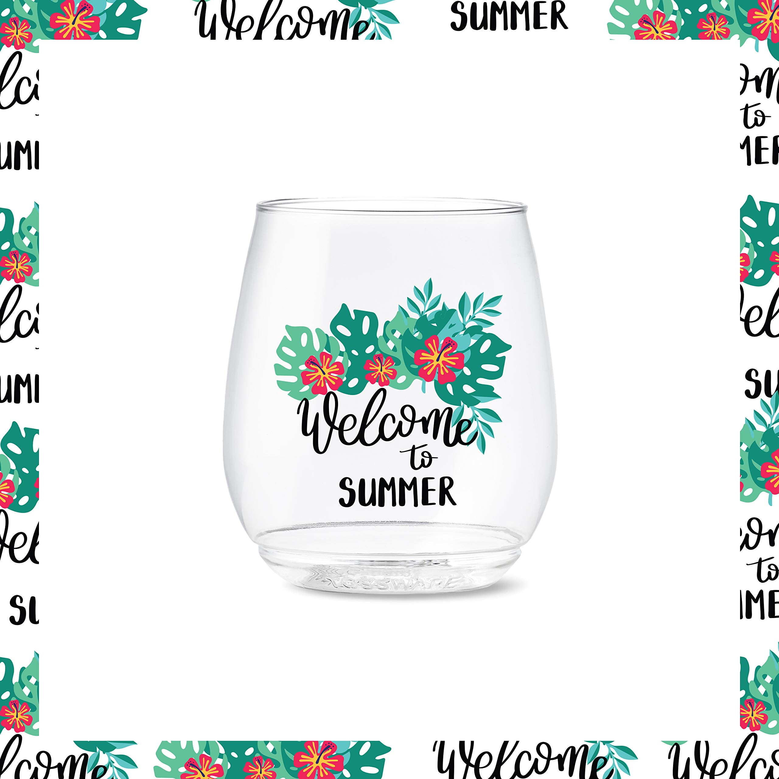 TOSSWARE POP 14oz Vino Summer Sips 1 Series, SET OF 6, Premium Quality, Recyclable, Unbreakable & Crystal Clear Plastic Wine Glasses