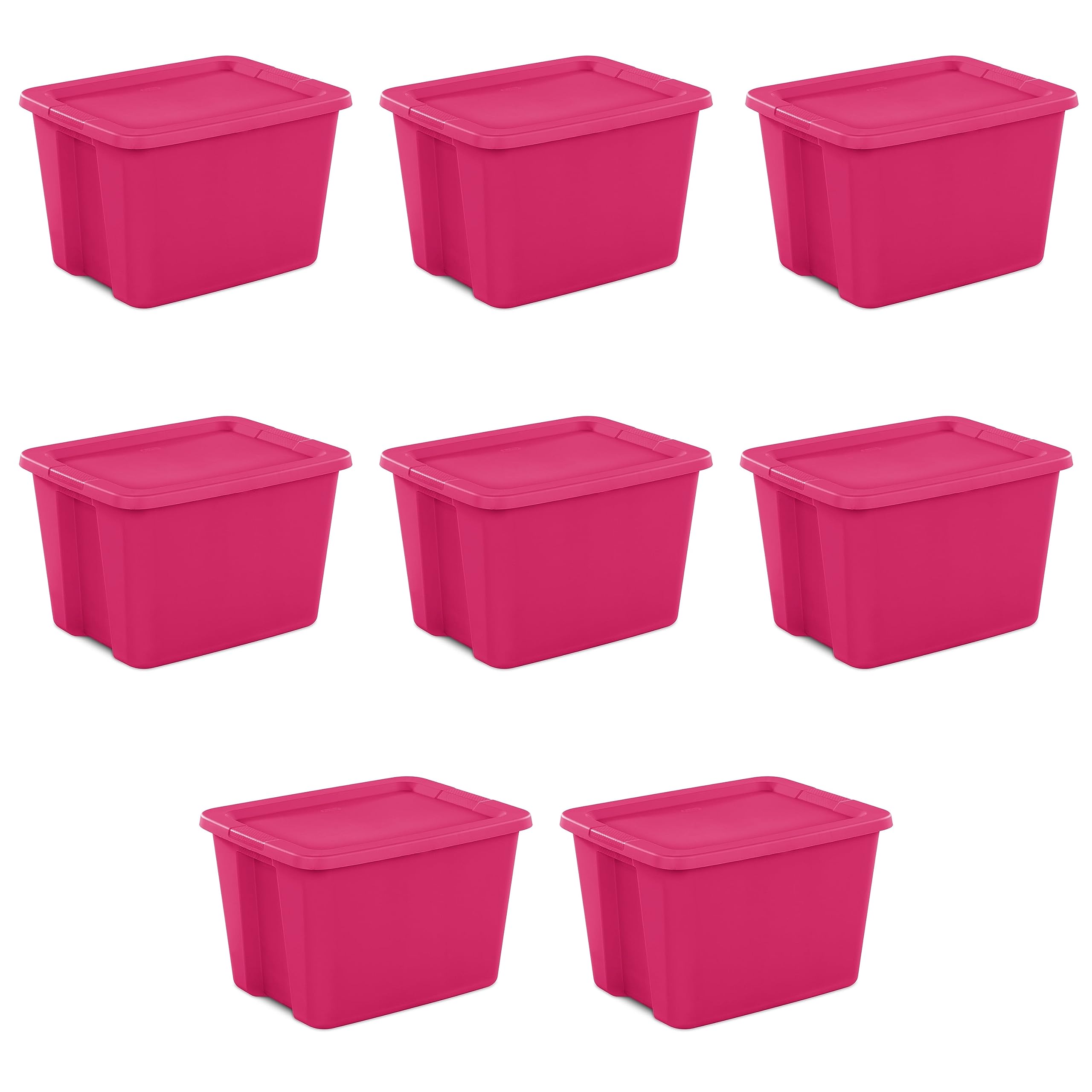 NUrii Stackable storage box, clothing organizer18 Gallon Tote Box Plastic, plastic containers with lids for storage,Fuchsia Burst, Set of 8