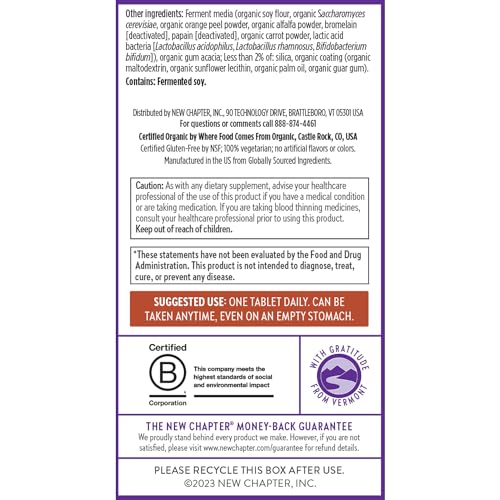 New Chapter Men's Multivitamin for Immune, Stress, Heart + Energy Support with Fermented Nutrients - Every Man's One Daily, Made with Organic Vegetables & Herbs, Non-GMO, Gluten Free - 72 ct