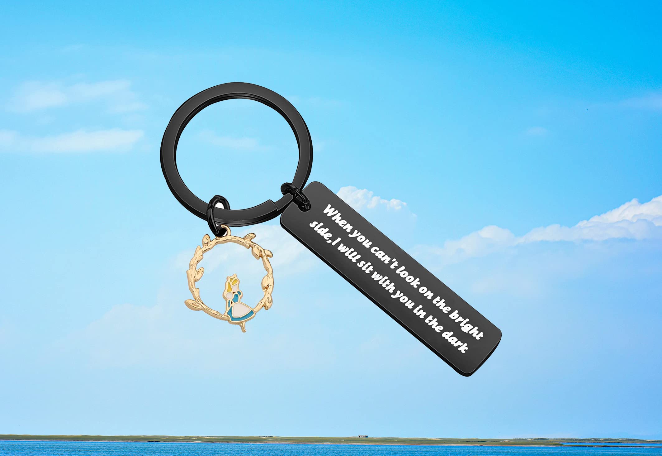 SEIRAA Fairy Tale Gift When you Can't Look on the Bright Side I Will Sit With You in The Dark (black Alic keychain)