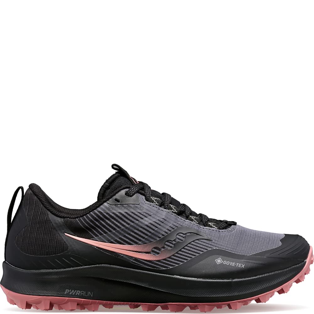 Saucony Women's Peregrine 12 Gore Tex Trail Running Shoe, Charcoal/Shell, 8