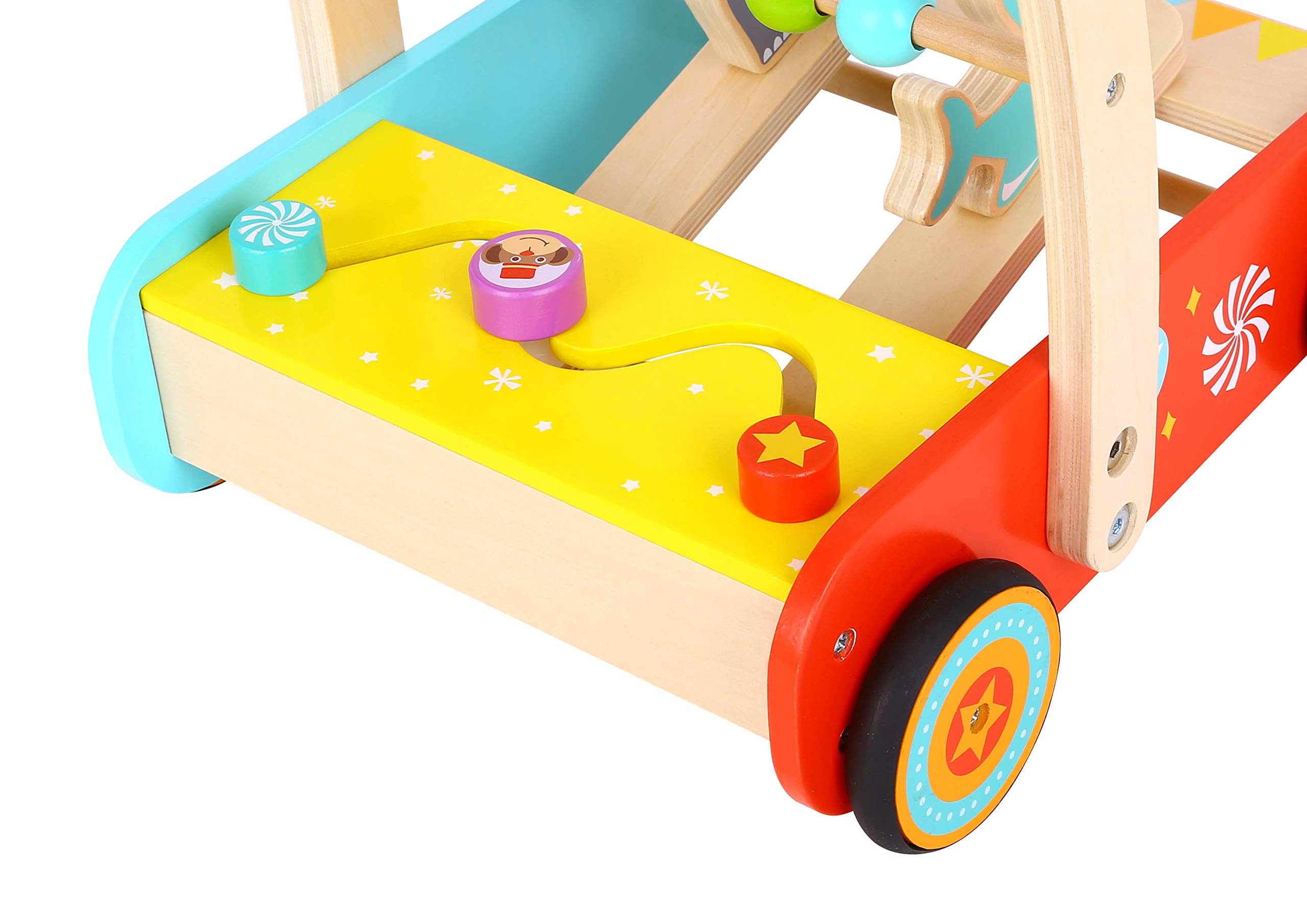 Pidoko Kids Wooden Baby Walker Cart with Wheels - Circus Theme for 1 Year Old and up