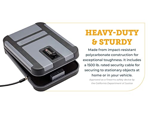 SnapSafe Treklite Combination Lock Box - Polycarbonate Portable and Lightweight Gun Lock Box - with Keyed Lock and Foam Lining - Ideal for Travel, TSA Approved - XL, Black, 10 x 7 x 2 Inches