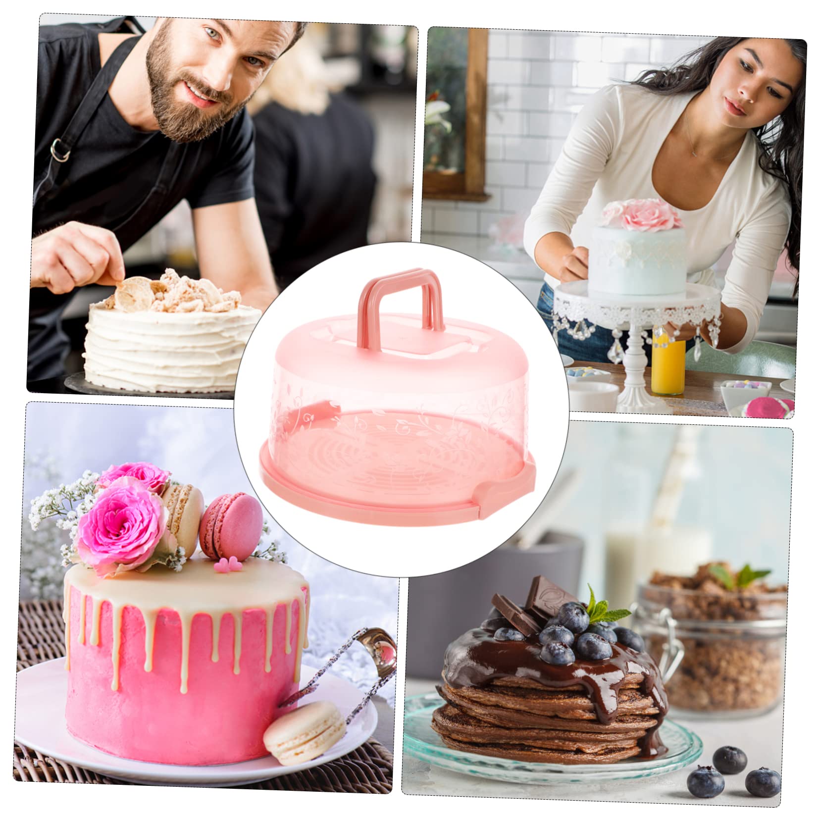 Mikinona 1Pc cake box Cake Plate cake containers with lids cake stand with dome cupcake carrier Cake Carrier with Lid travel tray Round Storage Container pp polypropylene suite bride mini