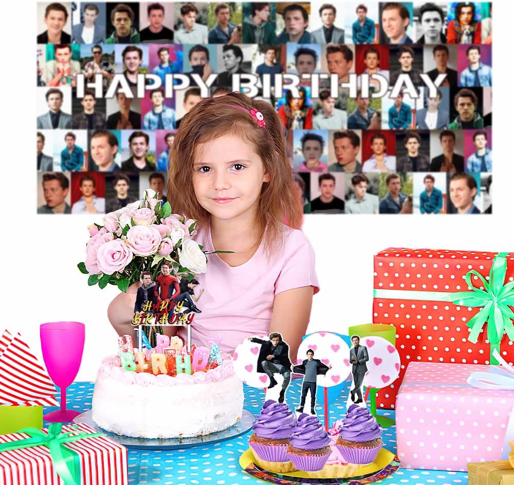 Tom Holland Party Supplies Decorations Birthday Cake Topper Balloons Banner Backdrop Decor