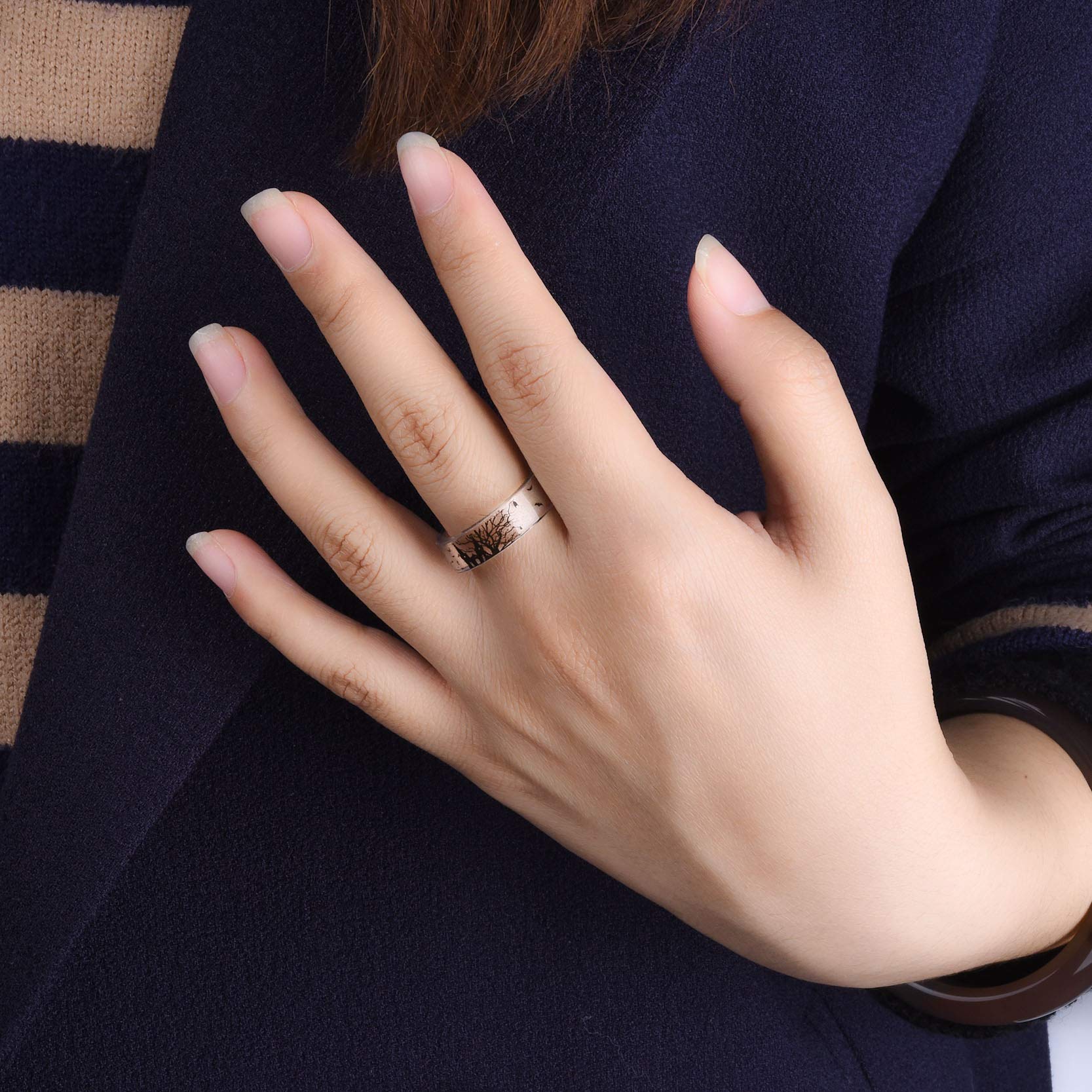 NDJEWELRY Handmade Jewelry Bat and Castle Pattern Women's Engagement Wedding Resin Band Promise Rings Size 11