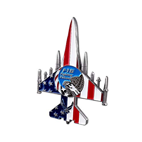 US Air Force F-16 Fighting Falcon Challenge Coin Military Aircraft Shaped Airman Gift