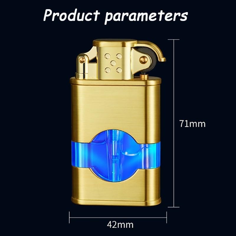 New Gas Lighter, Transparent Gas Window, Reusable, Easy to Carry, Suitable, Daily Use (Color : C3-Blue Flame)