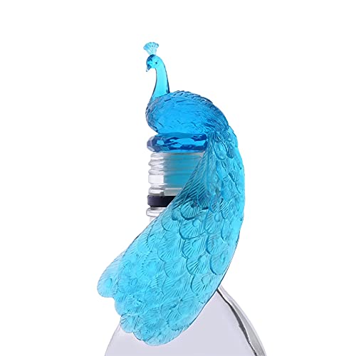 Wine Stoppers for Wine bottles, Silicone Peacock Wine Bottle Stopper cute, Beverage Bottle Stoppers funny, Wine Outlet Cap, Bottle Cover. (Blue)