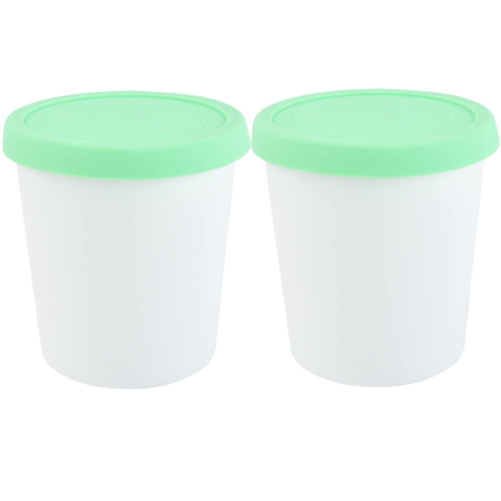 STOBAZA Ice Cream Pint Containers Freezer Storage Tubs with Silicone Lids for Ice Cream, Sorbet, Yogurt and Soup, Reusable Ice Cream Containers for Meal Prep，2.64 x 2.64 x 3.15 inches