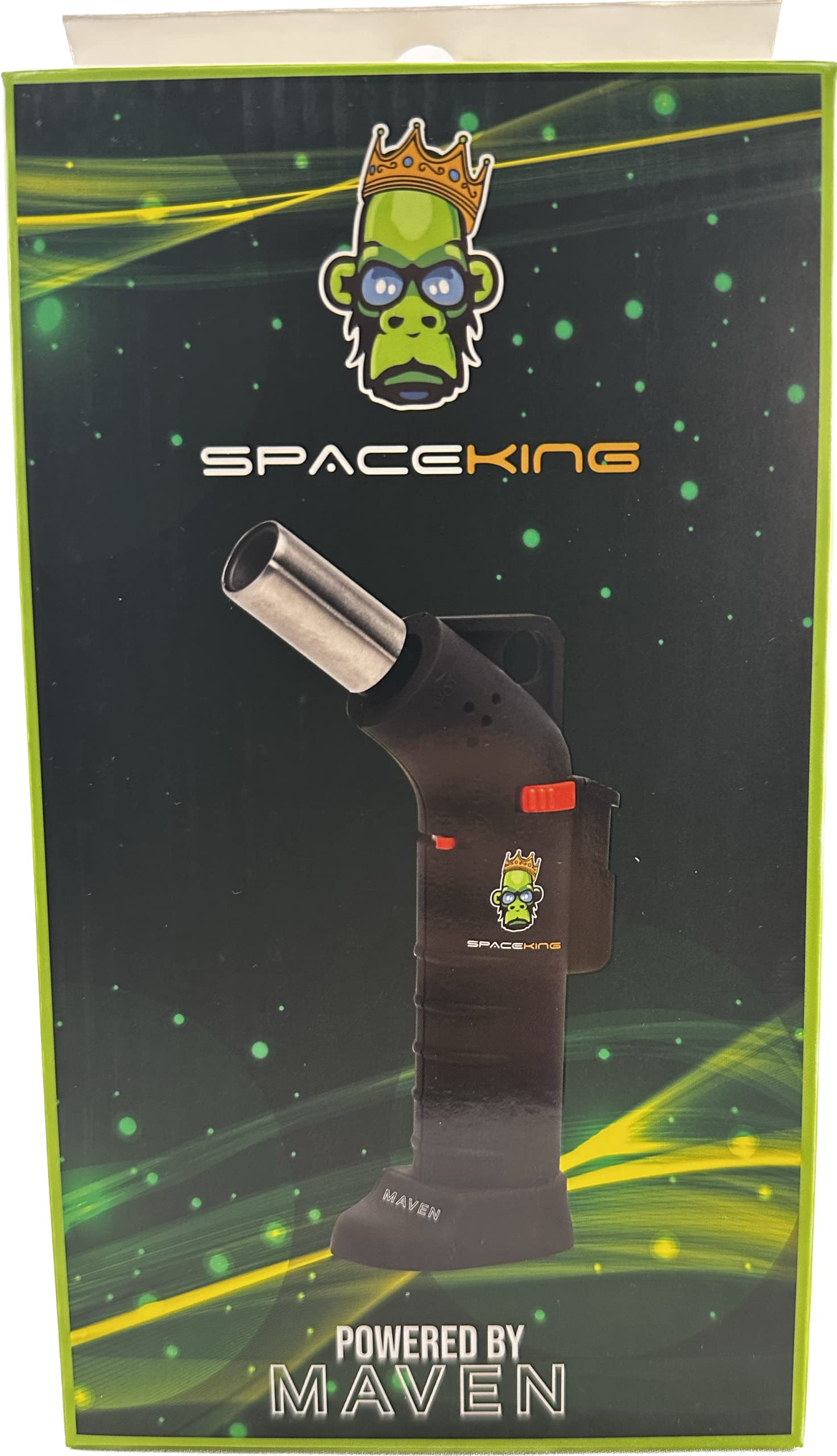 Space King powerful single jet angled flame torch lighter - Smooth Finish - Premium Quality - Adjustable Flame & Lock Function - Perfect for Kitchen, BBQ, Outdoors, Travel, Garage, and more (Black)