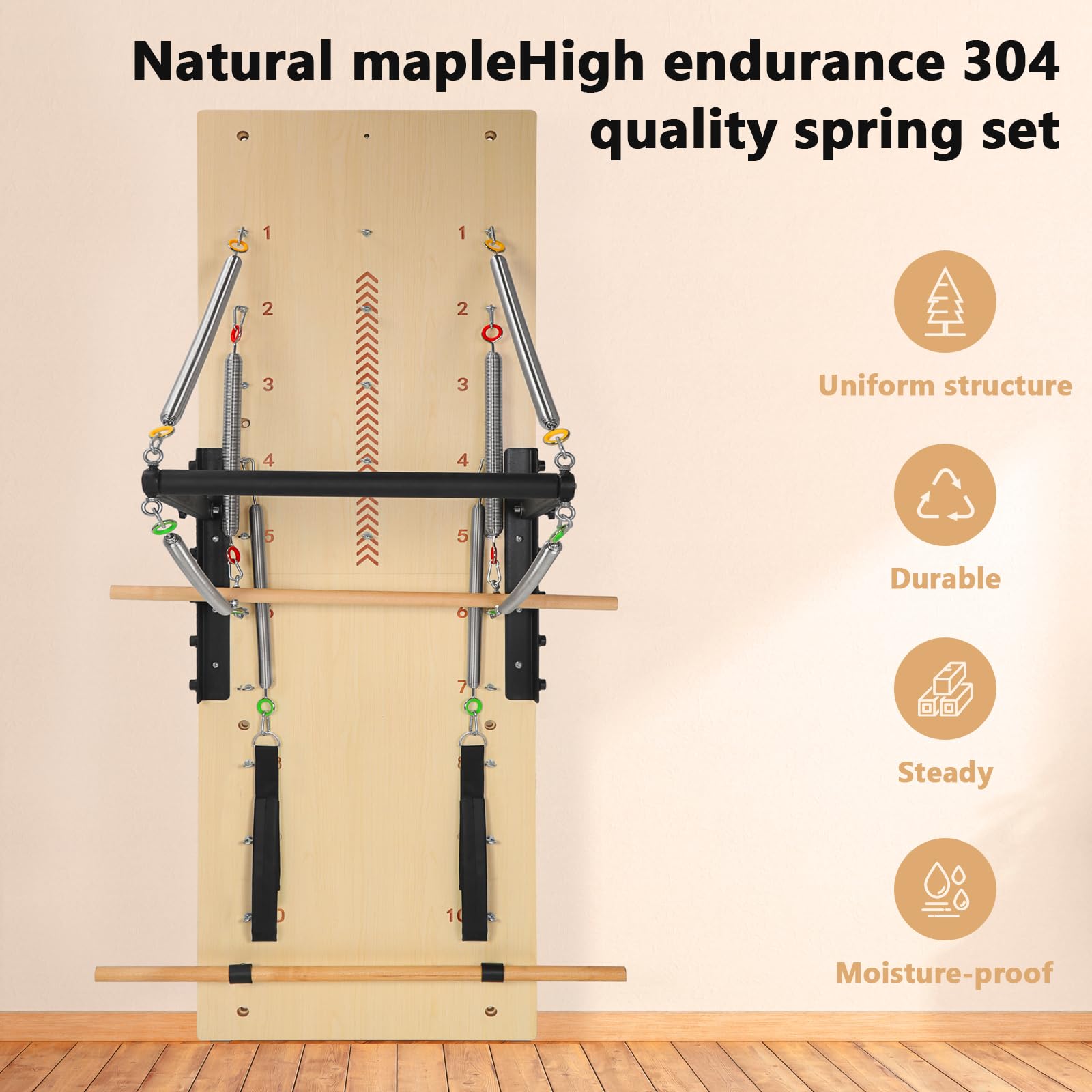 Pilates Springboard, Exercise Equipment, Wall Mounted Pilates Reformer Machine, Yoga Fitness Trainer Suitable for Home & Gym Workout