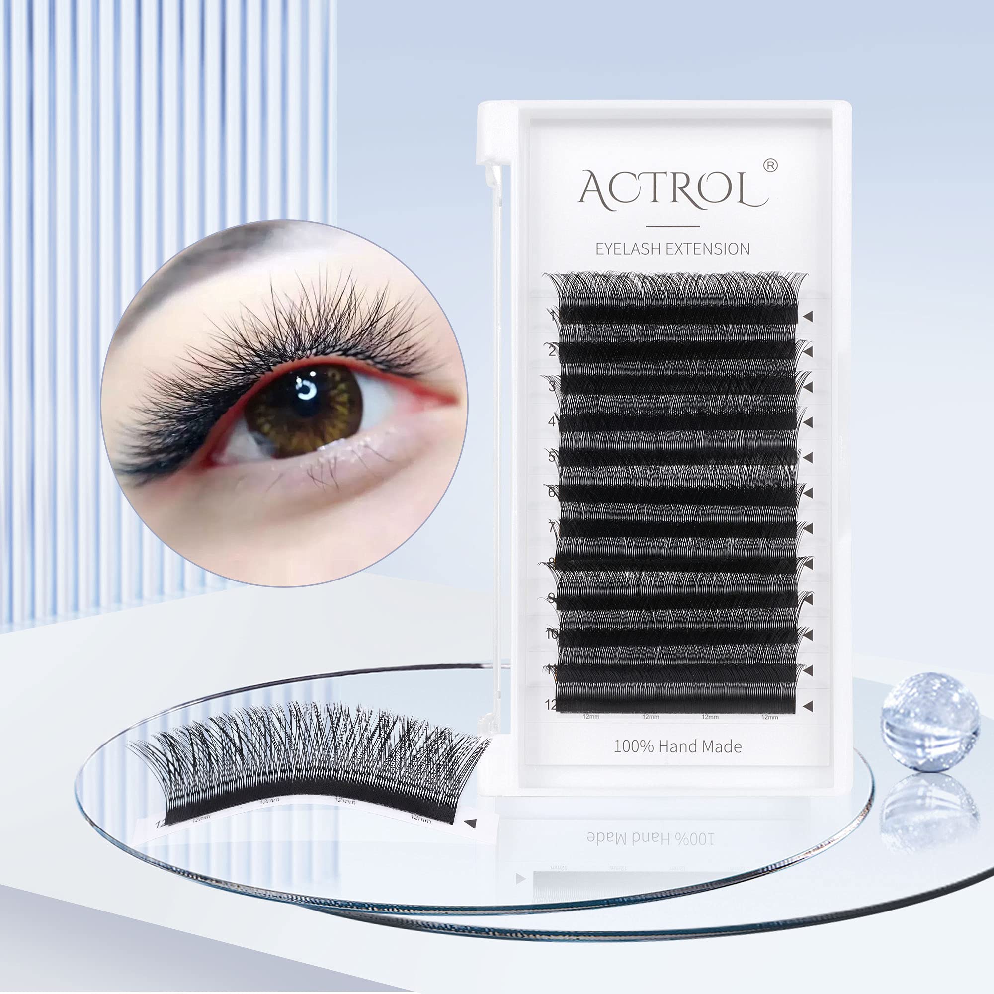 W Eyelash Extensions 4D Volume 0.07D Curl 8-15mm Easy Fan W-shaped Lash Premades Cluster Black W Lash
