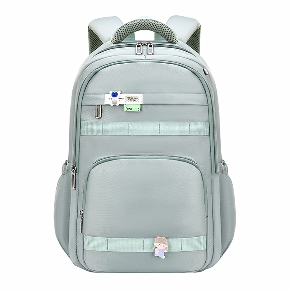 Mildame Kids Backpack for School with Kawaii Pin Elementary School Boys and Girls Lightweight Bookbags Solid Color Aesthetic School Bags