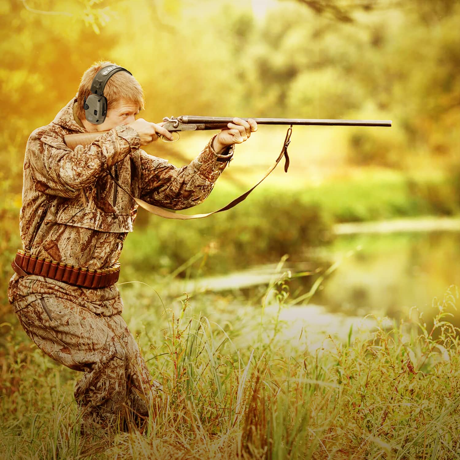 TINSSON Electronic Shooting Hearing Protection Earmuffs for Gun Range NRR 23dB Noise Cancelling Headphones for Hunting FDE