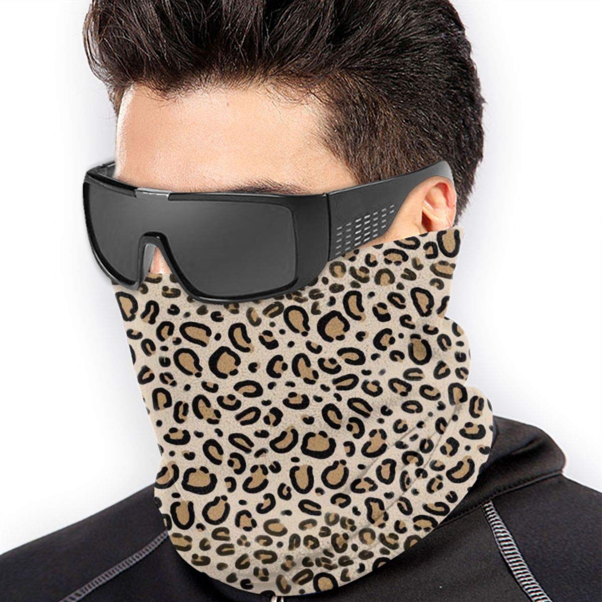 Neck Gaiter Warmer Windproof Mask Dust - Free UV Face Mask - Leopard Print Tan Natural Animal Cheetah Safari Print