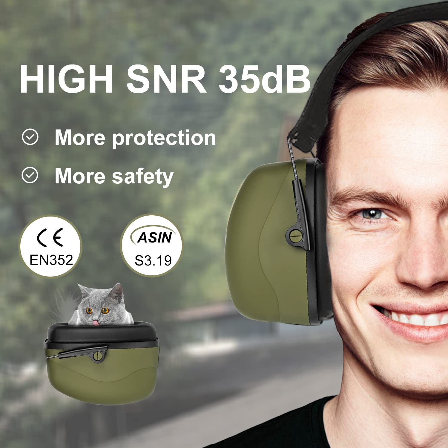ZOHAN EM056 + EM028 Shooting Ear Protection Earmuff, Hearing Protection Noise Reduction for Gun Range, Hunting