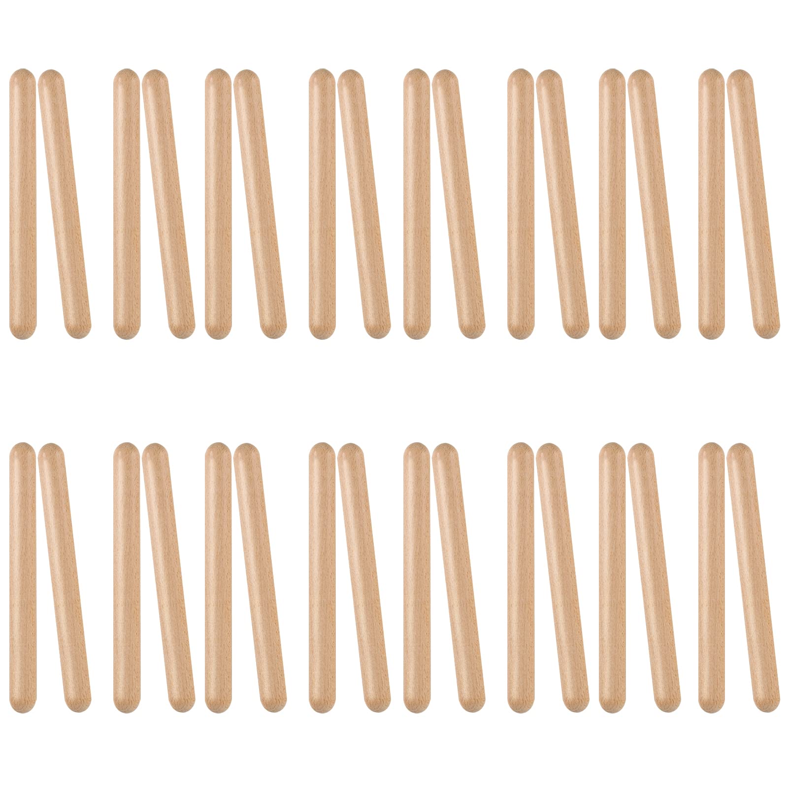 SINJEUN 16 Pair (32 Pack) Wooden Rhythm Sticks, 8 Inch Classical Wood Claves Musical Percussion Instrument, Natural Hardwood Music Lummi Sticks for Student, Musicians