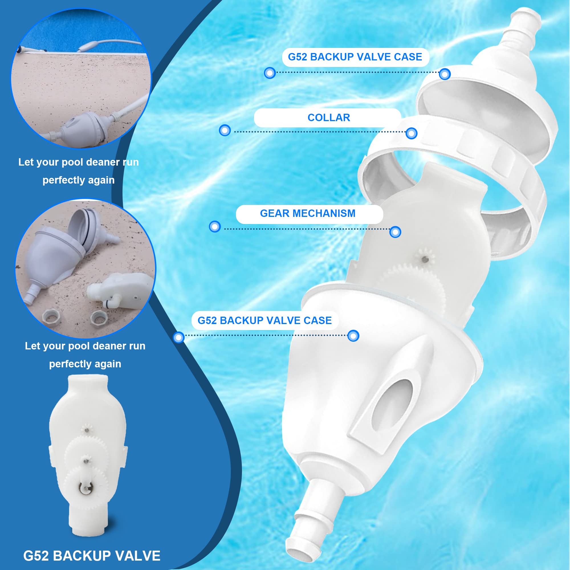 Upgraded G52 Polaris Backup Valve Replacement Kit fit for Po-laris 180, 280, 380, 480, 3900 Pool Cleaners